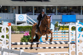 Carlee McCutcheon won the first Junior Jumper class at Devon